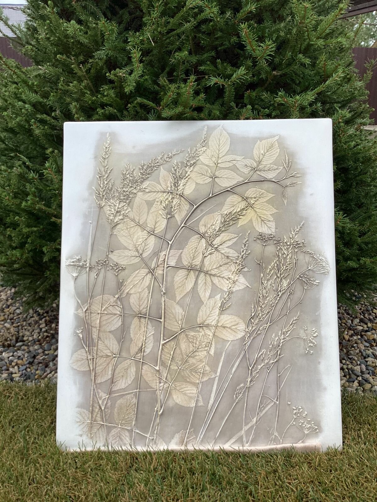 Панно из гипса, декор на стену, украшение интерьера, ботанический барельеф, Картина "Осенние блики", ручной работы, 63х59 см.