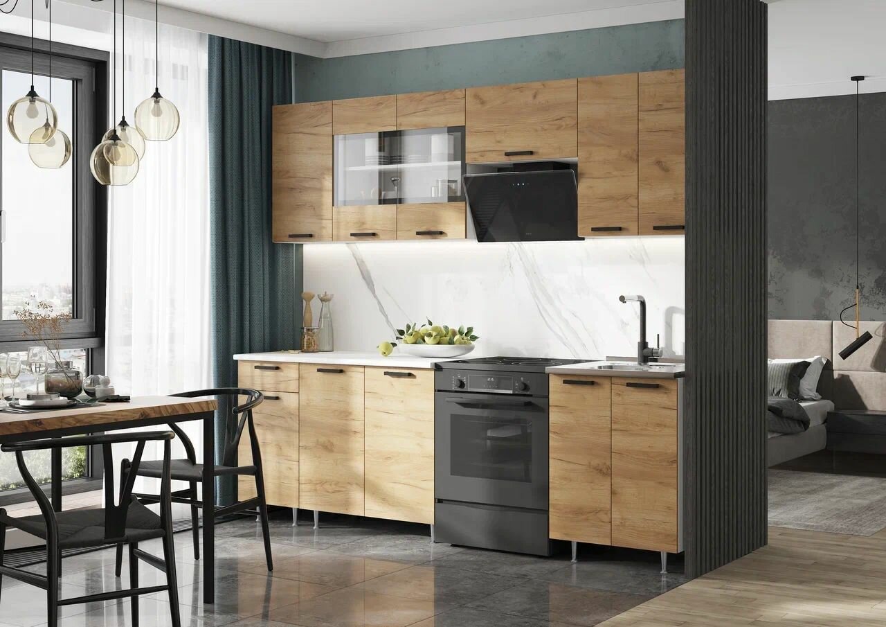 Кухня Рио NEW 2,4 м. Дуб Крафт, Белый