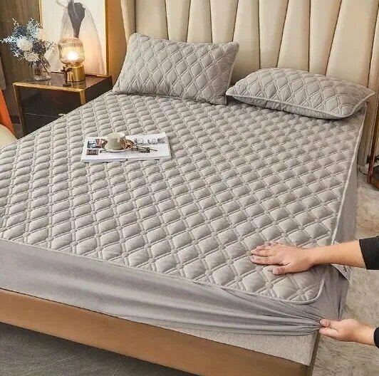 Timean Наматрасник 140x200х27см серый, светло-серый