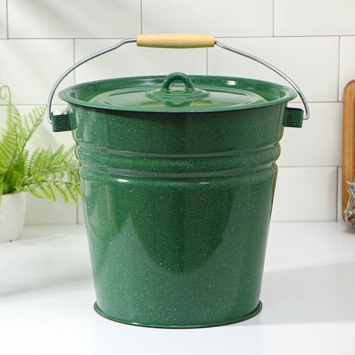 Уценка Ведро,12 л, без крышки, зелёное, с зерном