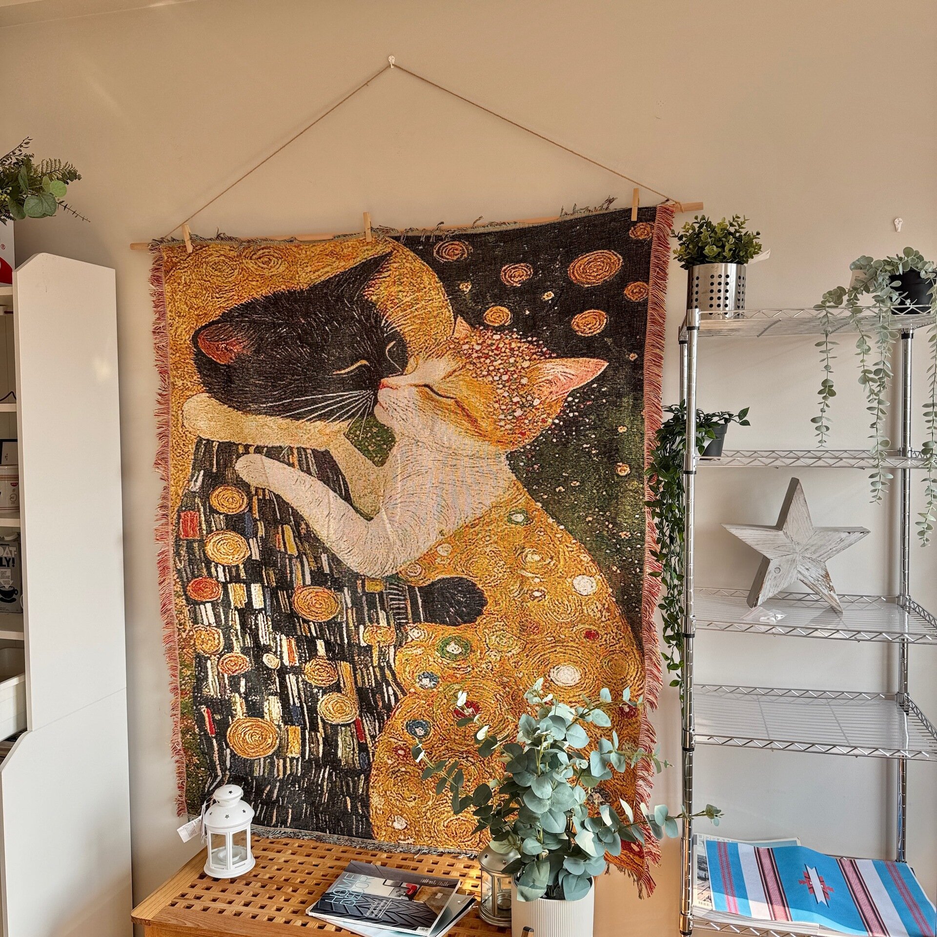 Плед-пончо, Диванное одеяло, Диванное одеяло, Оранжевый кошачий узор, 130x160cm