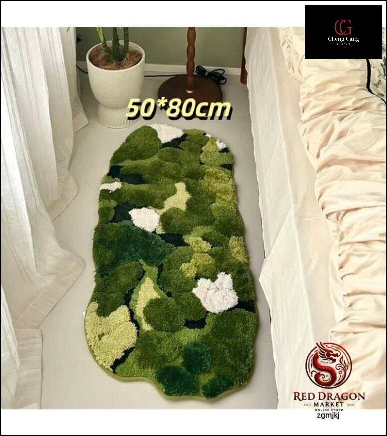 Эксклюзивный коврик 50х80 см с флокированным мхом для спальни, мягкое и удобное покрытие у кровати или под журнальный столик
