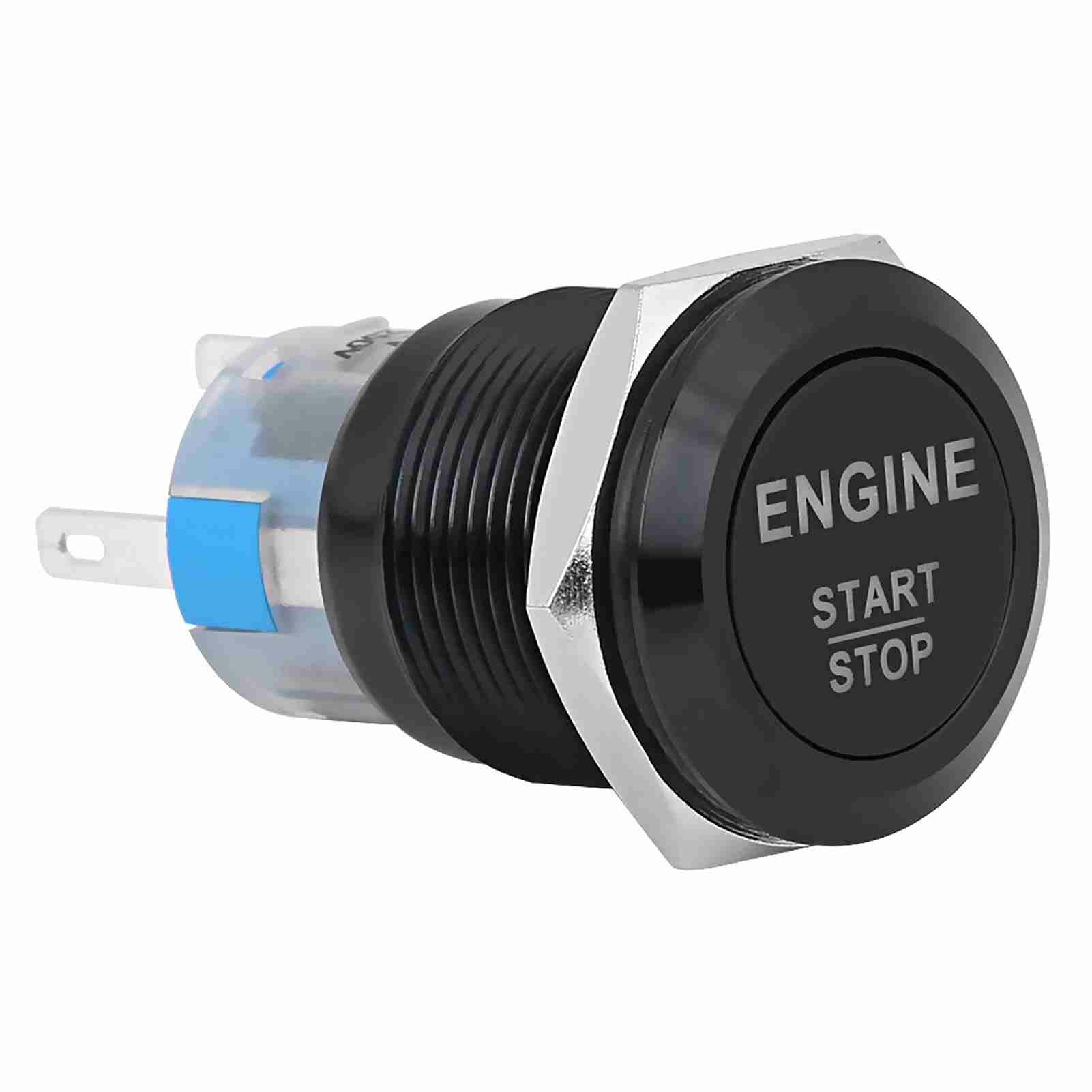 12V White LED Car Engine Start Stop Push Button Switch Black Zinc Aluminium Alloy