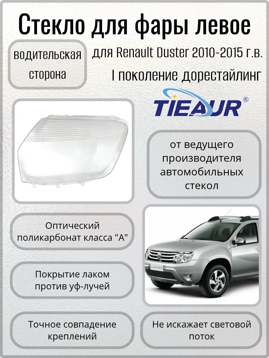 Стекло для левой фары Renault Duster 2010-2015 г.