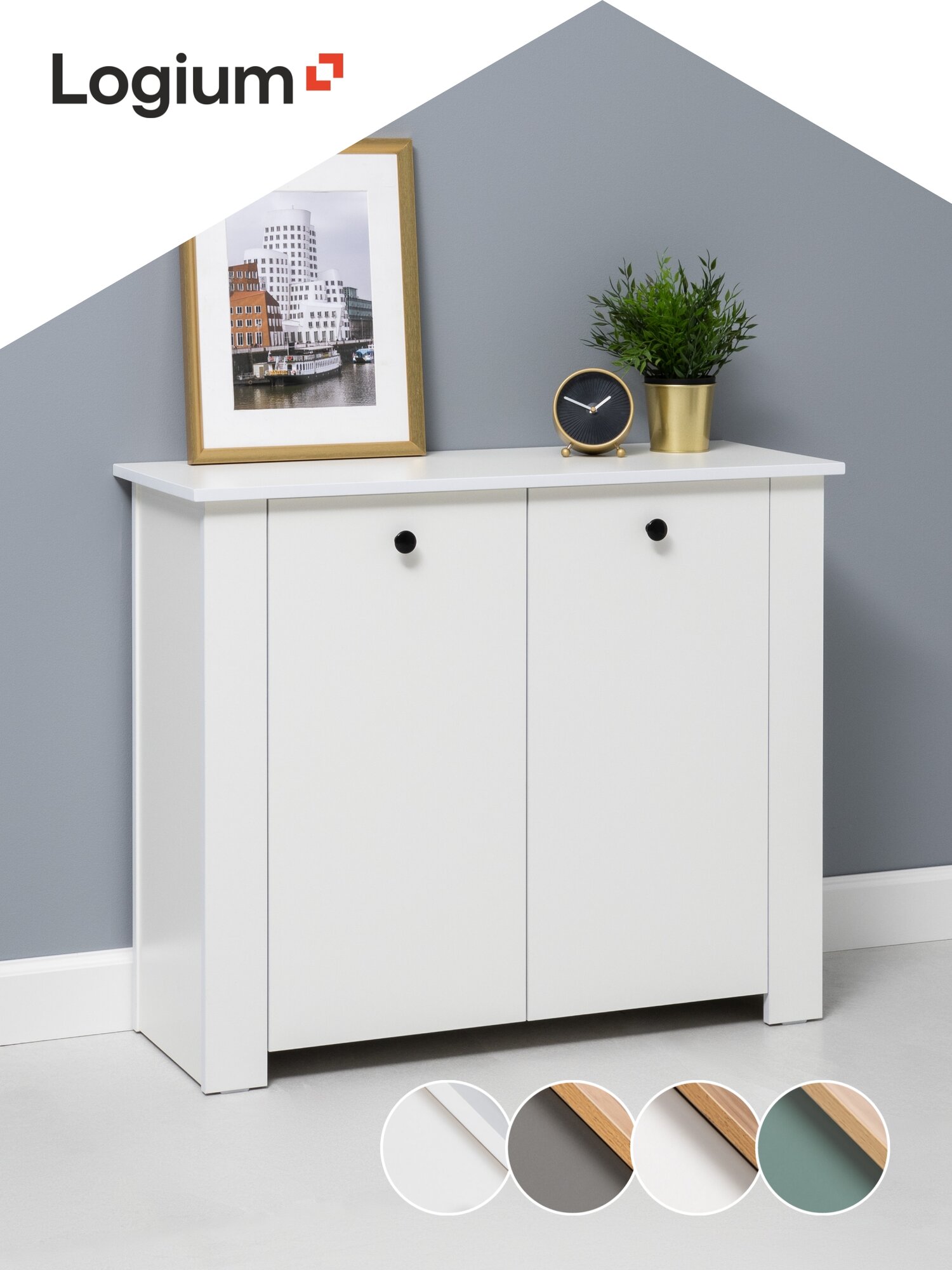 Комод с дверцами, 90*36*75, Белый_шагрень"Марсель 13.320.03"