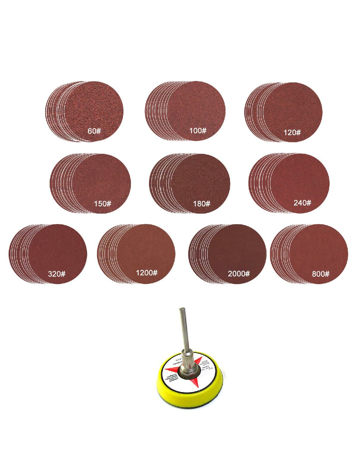 52/102шт Шлифовальный Диск Петлевая Наждачная Бумага Ассорти 60-2000 гр. для Полировки