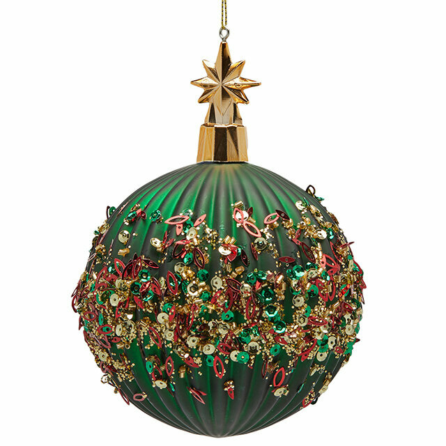 Стеклянный елочный шар Cielo Stellato 10 см зеленый, EDG, 6500682A700