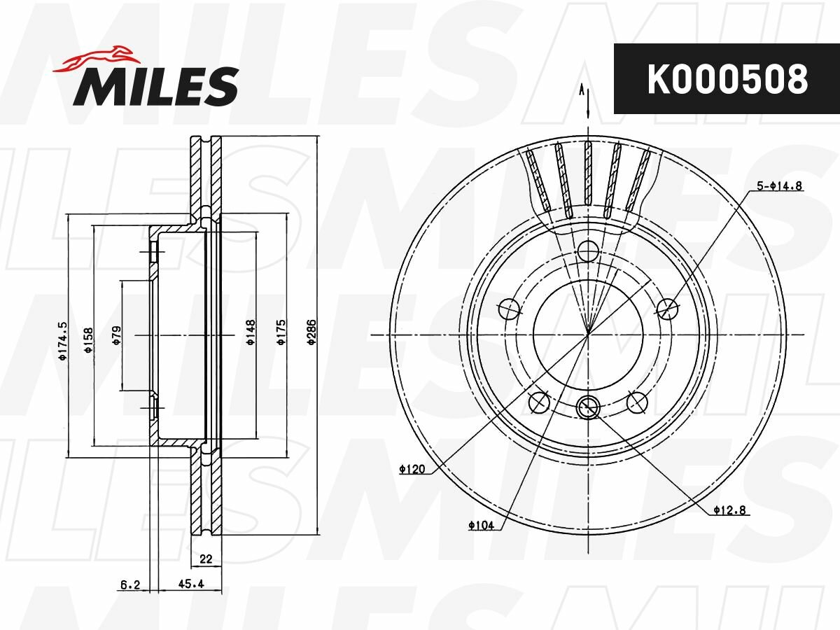 Диск тормозной BMW E36 318-328 90-98/E46 316-323 98-05 передний D 286мм.