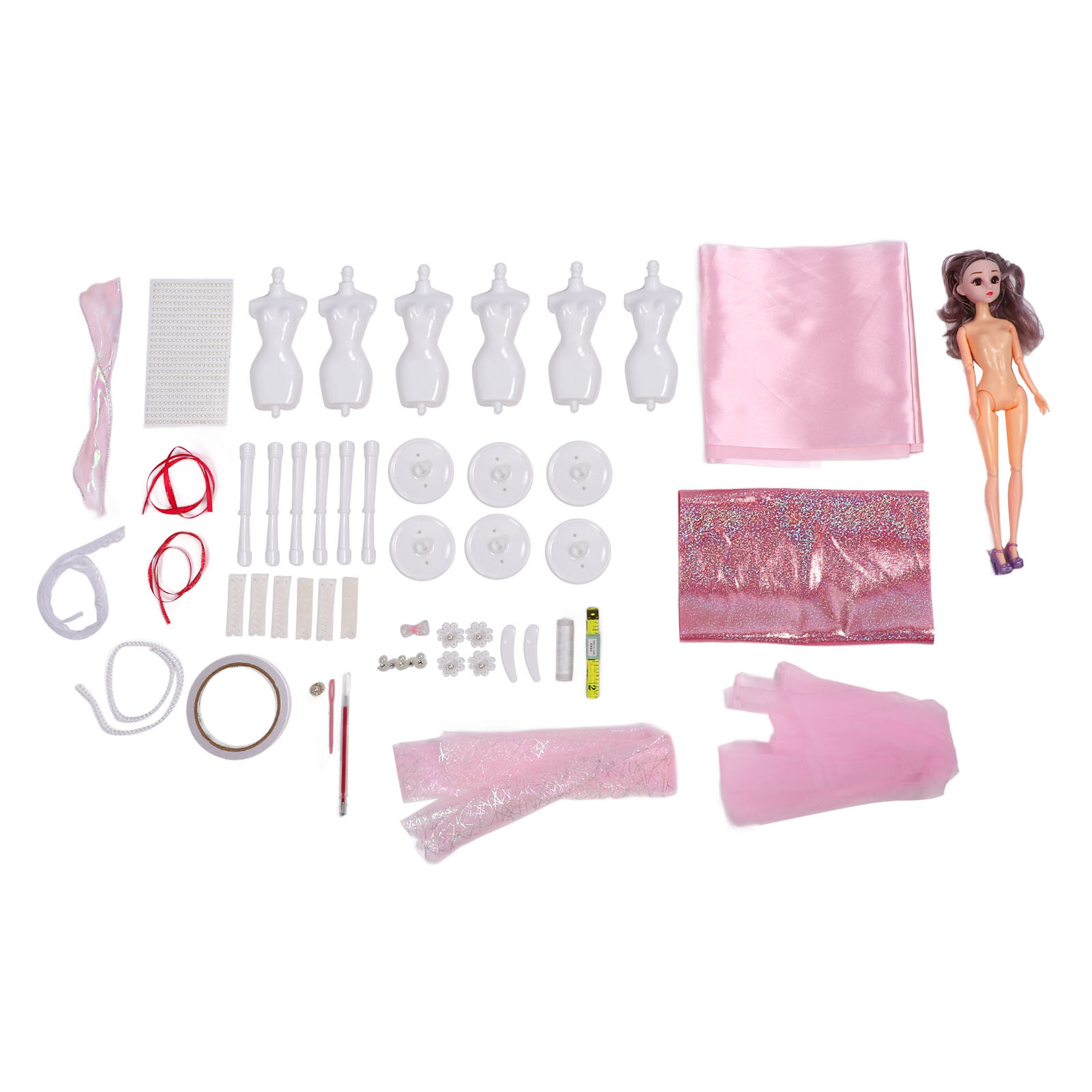 Набор для изготовления одежды для кукол, материалы для дизайна одежды для девочек, с 6 манекенами, набор для творчества и рукоделия.