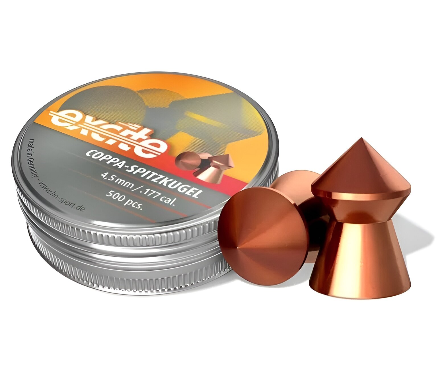 Пули H&N Excite Coppa-Spitzkugel для пневматики, 4,5 мм, 0,49 гр, 500 шт.