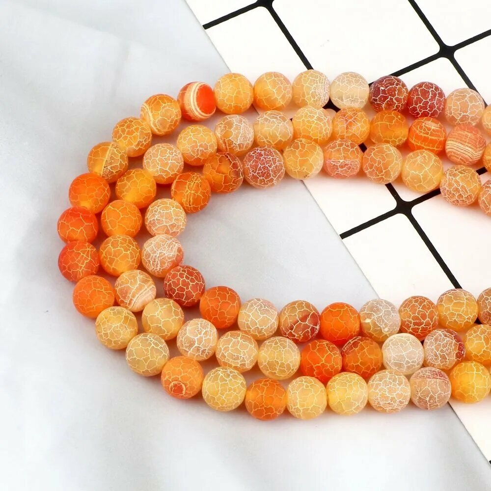 Агат морозный с трещинками 6 мм, около 50 шт, бусины натуральные для рукоделия