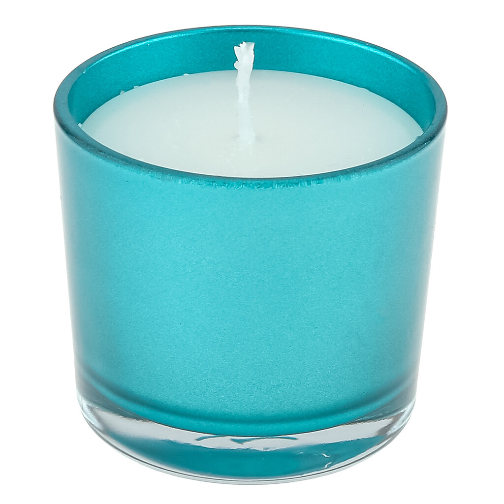 Свеча интерьерная Домашняя Мода "Металлик" д 6,2 см, h 5,4 см, парафин, в стекле, бирюзовый, время горения 15 ч (52 0343 1462)