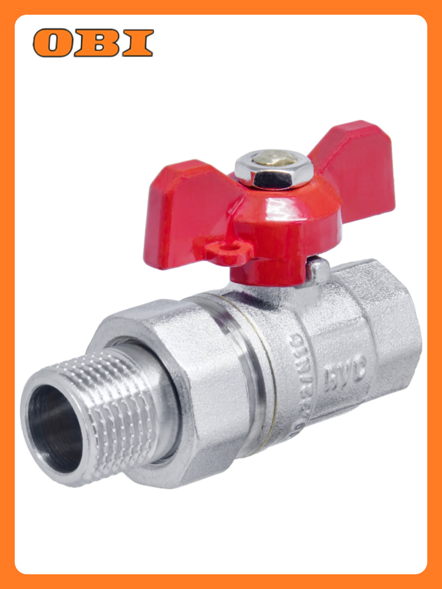 Шаровой кран MPF, латунь, серебристый, с полусгоном, ручка-бабочка, 1/2", 20000 циклов