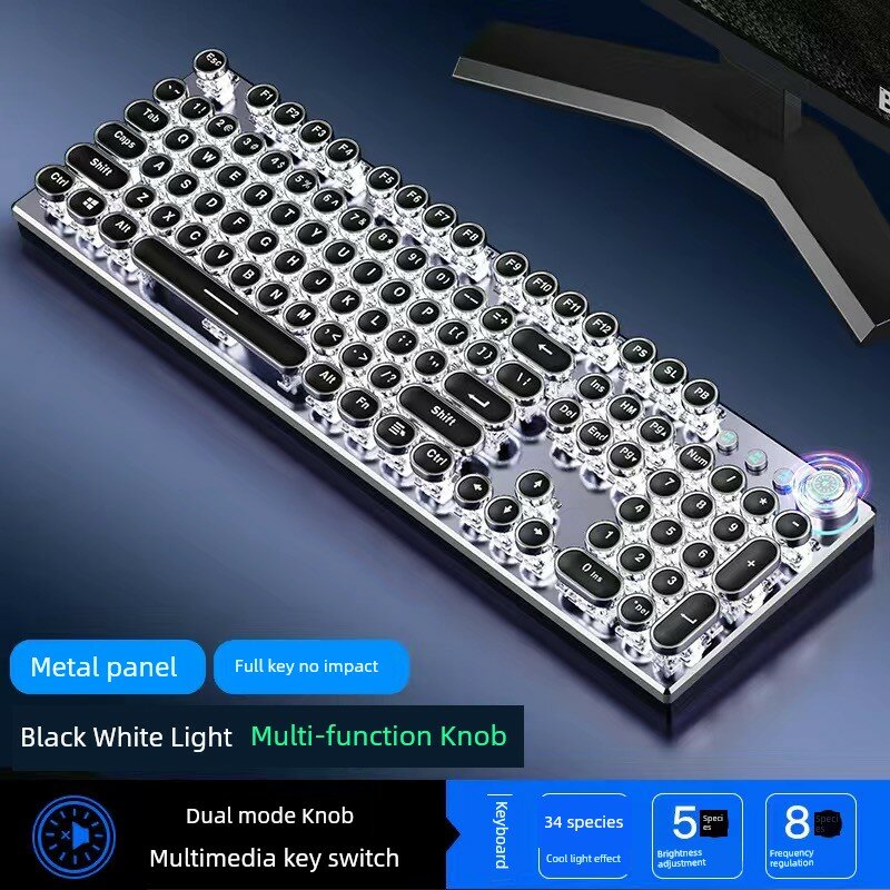 Набор в стиле стимпанк: механическая клавиатура, мышь и гарнитура, зеленая ось, для настольного компьютера, игр,