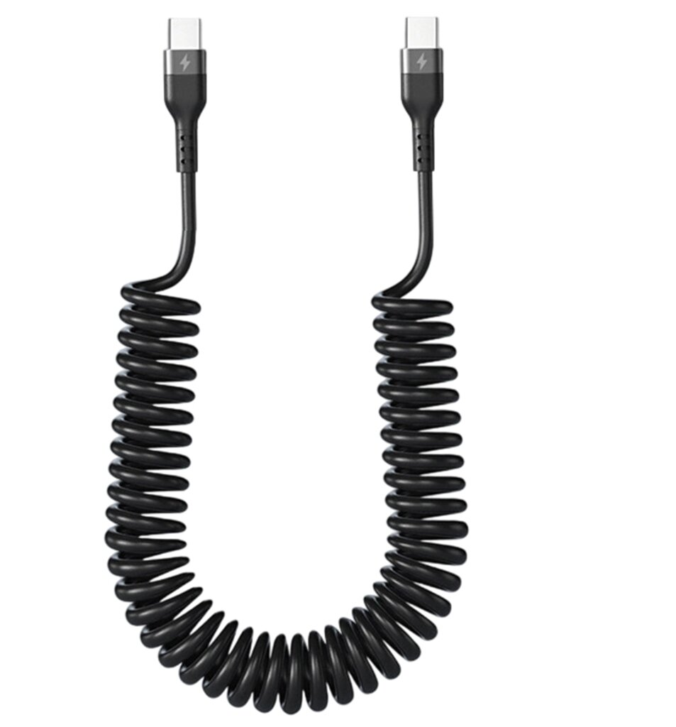 6A сверхбыстрая зарядка двойного кабеля для передачи данных TypeC пружинный кабель 120 Вт-1 м-черный