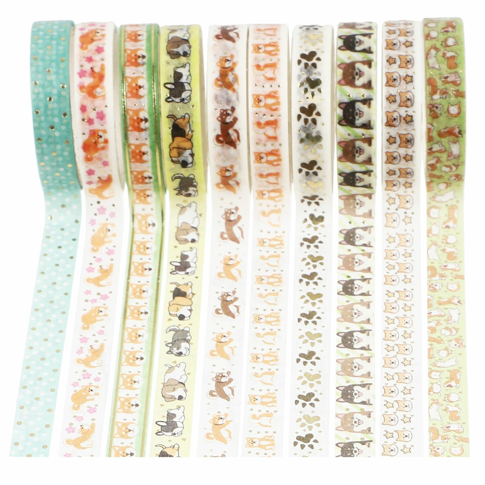 10 Лент Washi DIY Из Экологичной Бумаги С Разными Узорами Для Декора И Творчества 200.00X0.80X0.01CM