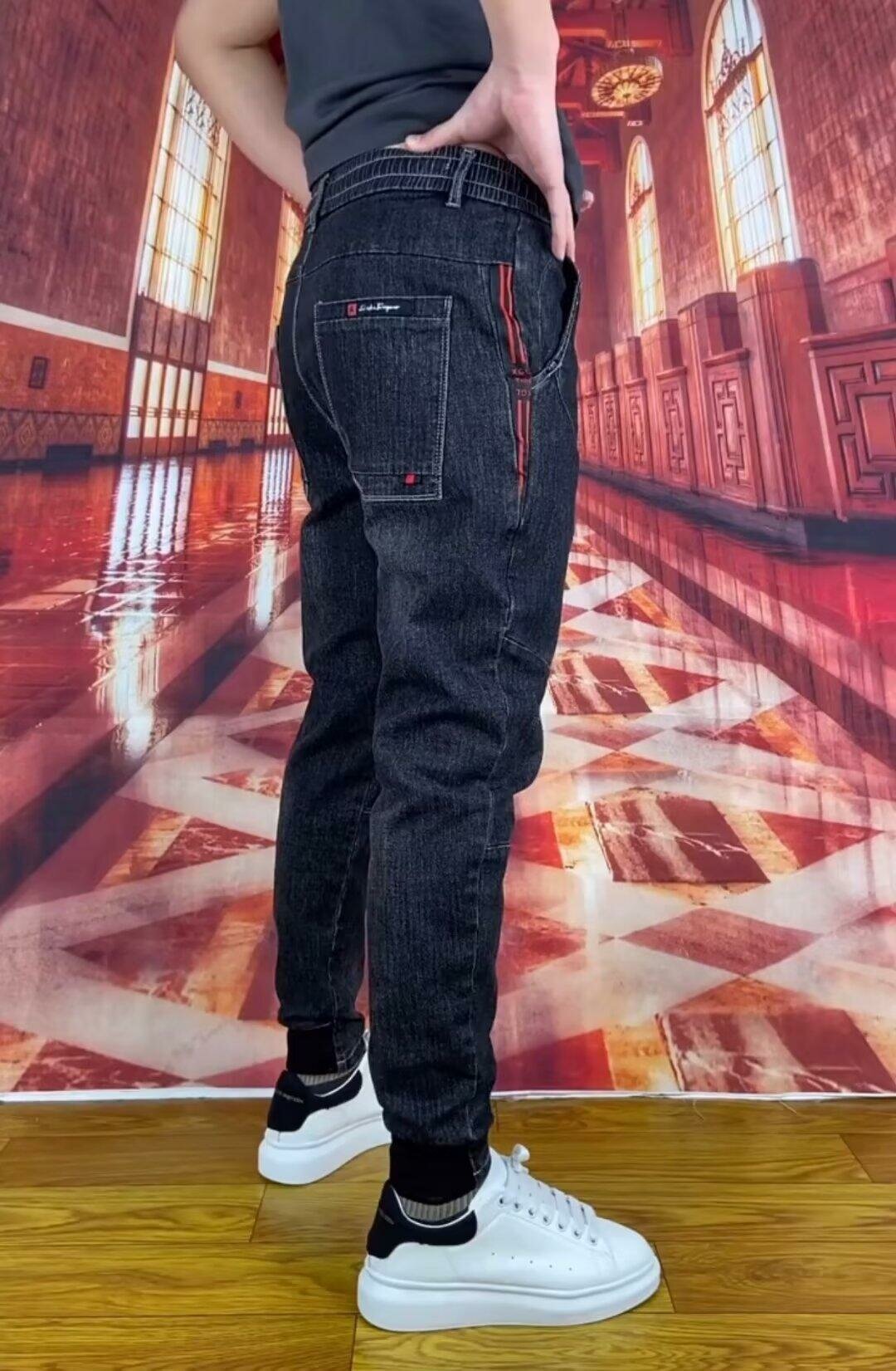 MON Мужские Джинсы Лето Гонконг Стиль Слим Хип-Хоп Высокий Улица Деним, Размер_3XL