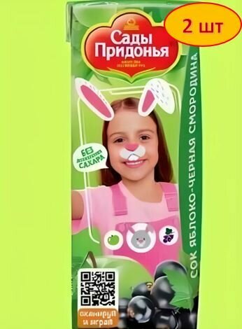Сок детский "Сады Придонья", Яблоко - Черная смородина, 200 мл. 2 шт.