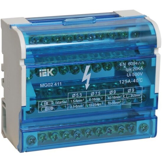 Шина нулевая (кросс-модуль) Iek YND10-4-11-125 ( 4/11 в корп.)