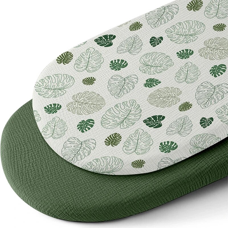 Муслиновые простыни для люльки Моисея 1 шт. Зеленый, Dark Green Leaves