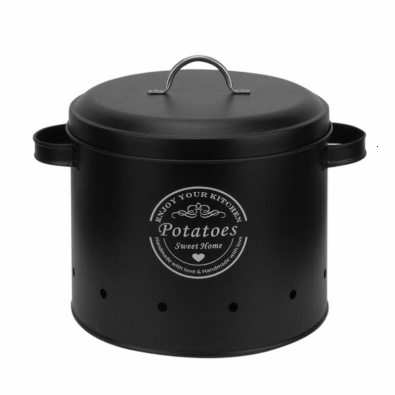 Металлическая емкость для хранения овощей, Черный - Ведро для картофеля