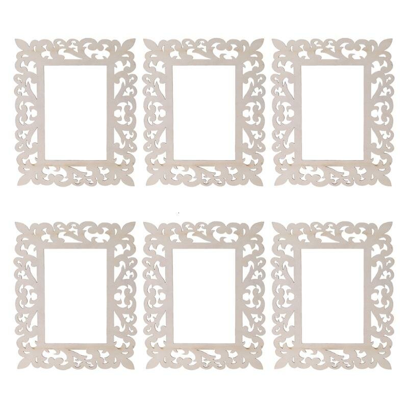 Деревянные бирки с вырезными узорами, 6 шт.