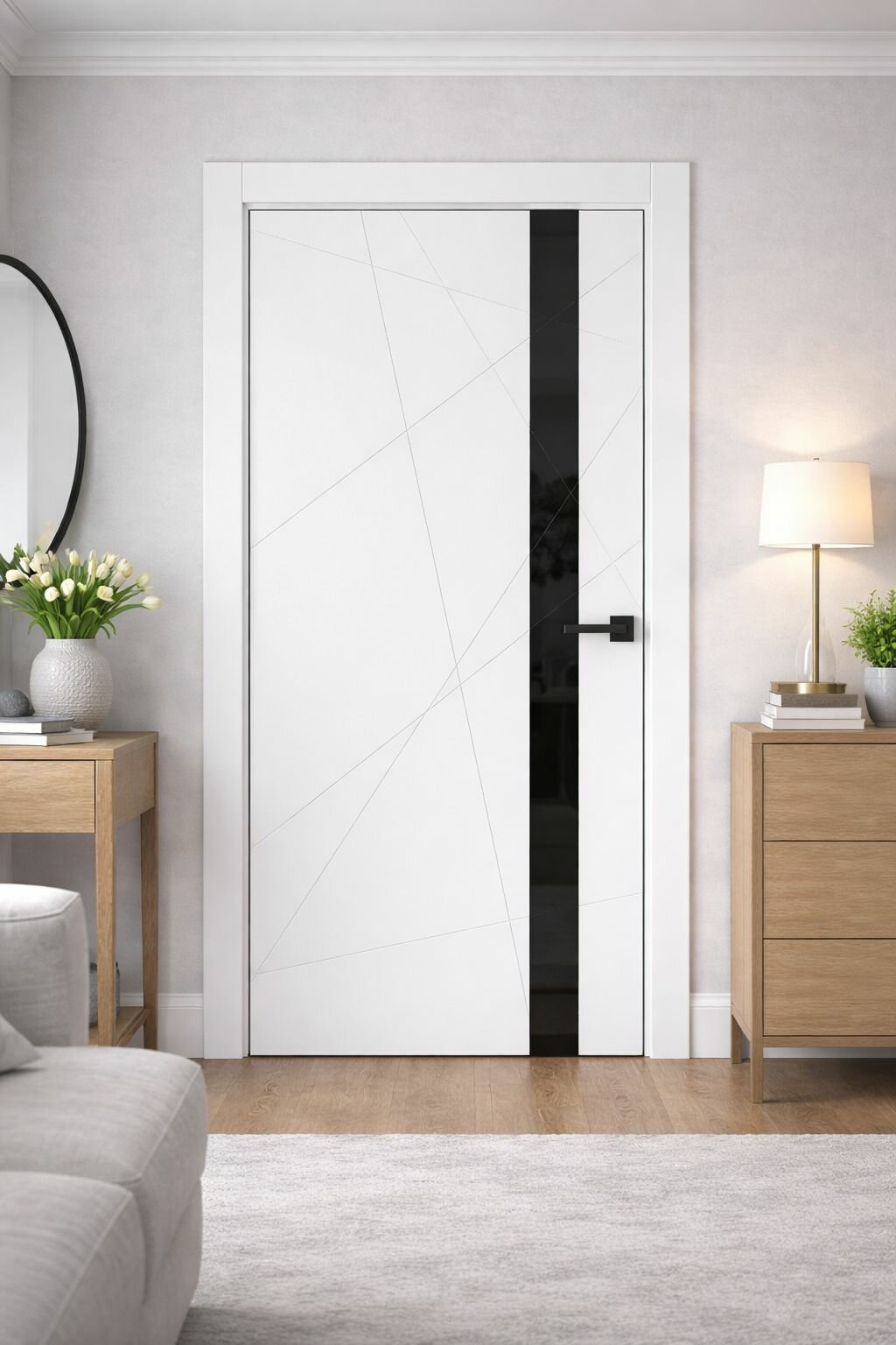 Межкомнатная дверь Тамбурат Лайт Геометрия 4304 (800х200), Белый