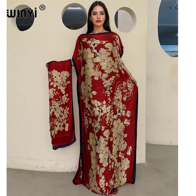 WINYI мусульманское африканское традиционное платье для женщин, Абая Дубай, вечернее платье-кафтан, элегантное платье макси длины, пляжные покрытия