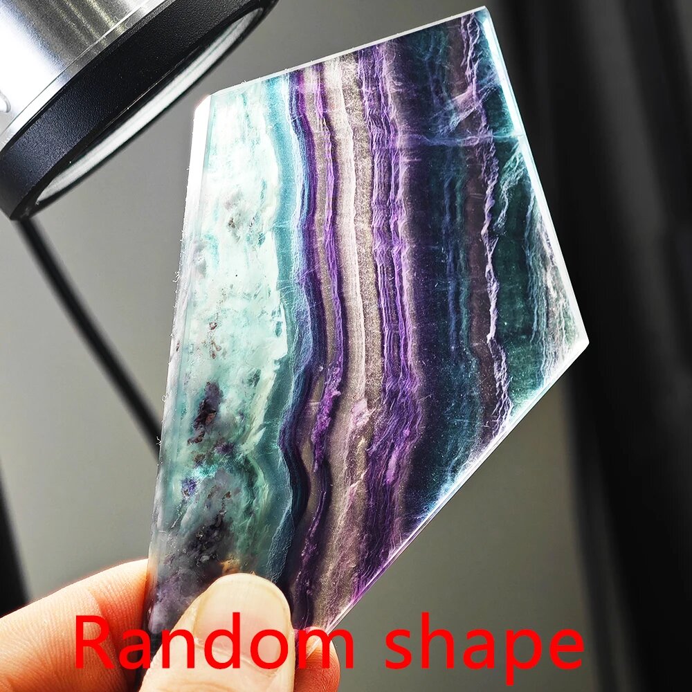 1 шт. натуральный кристалл красочный Радужный ломтик флюорита минеральный образец целебный цвет полосатый ломтик флюорита украшение дома