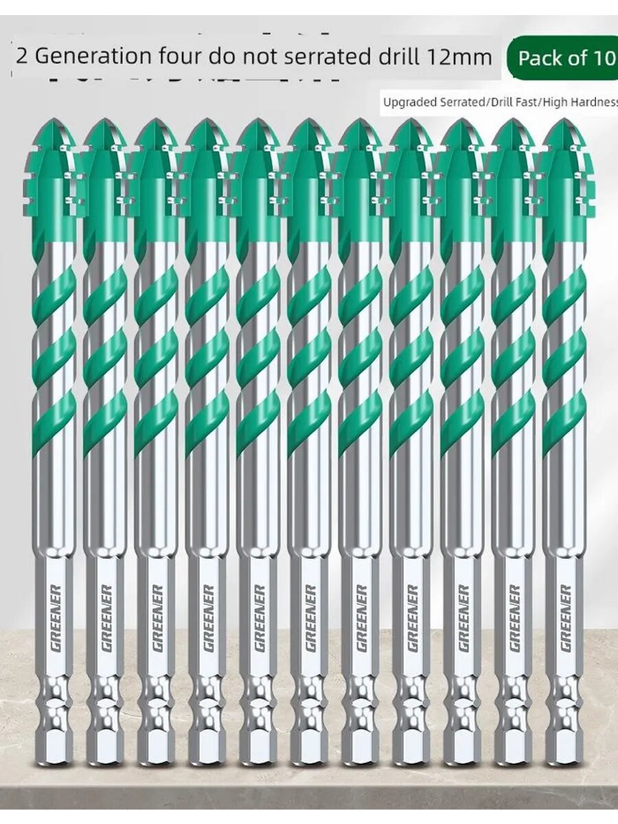 Сверло Green Forest 4-зубца, 12мм, 10 шт, YG6A