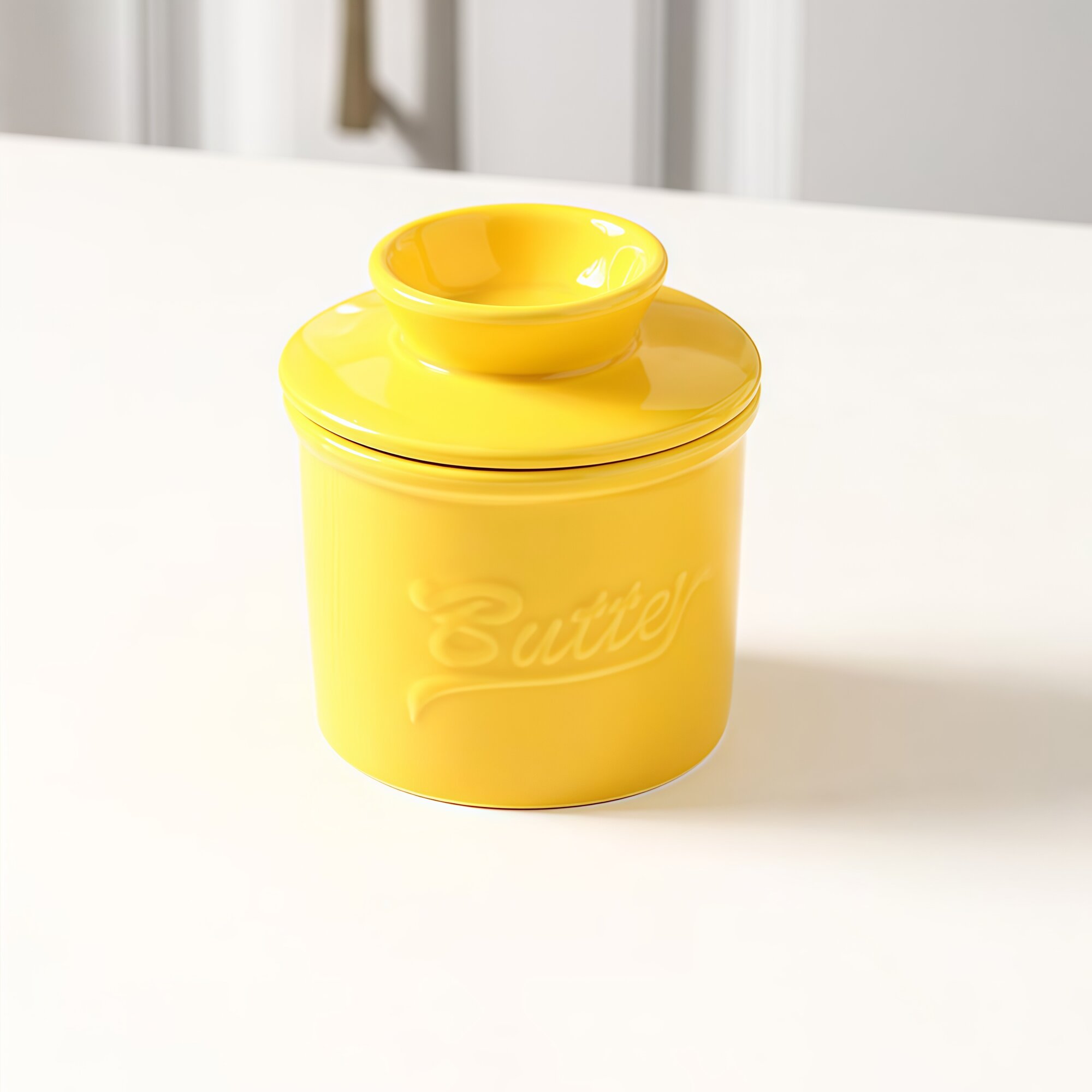 Масленка с водой для сливочного масла французская, Керамическая банка для масла с крышкой