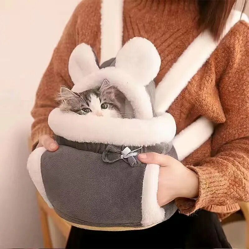 GM Теплая сумка для домашних животных, рюкзак для кошек и собак, зимняя плюшевая клетка для домашних животных для путешествий на свежем воздухе