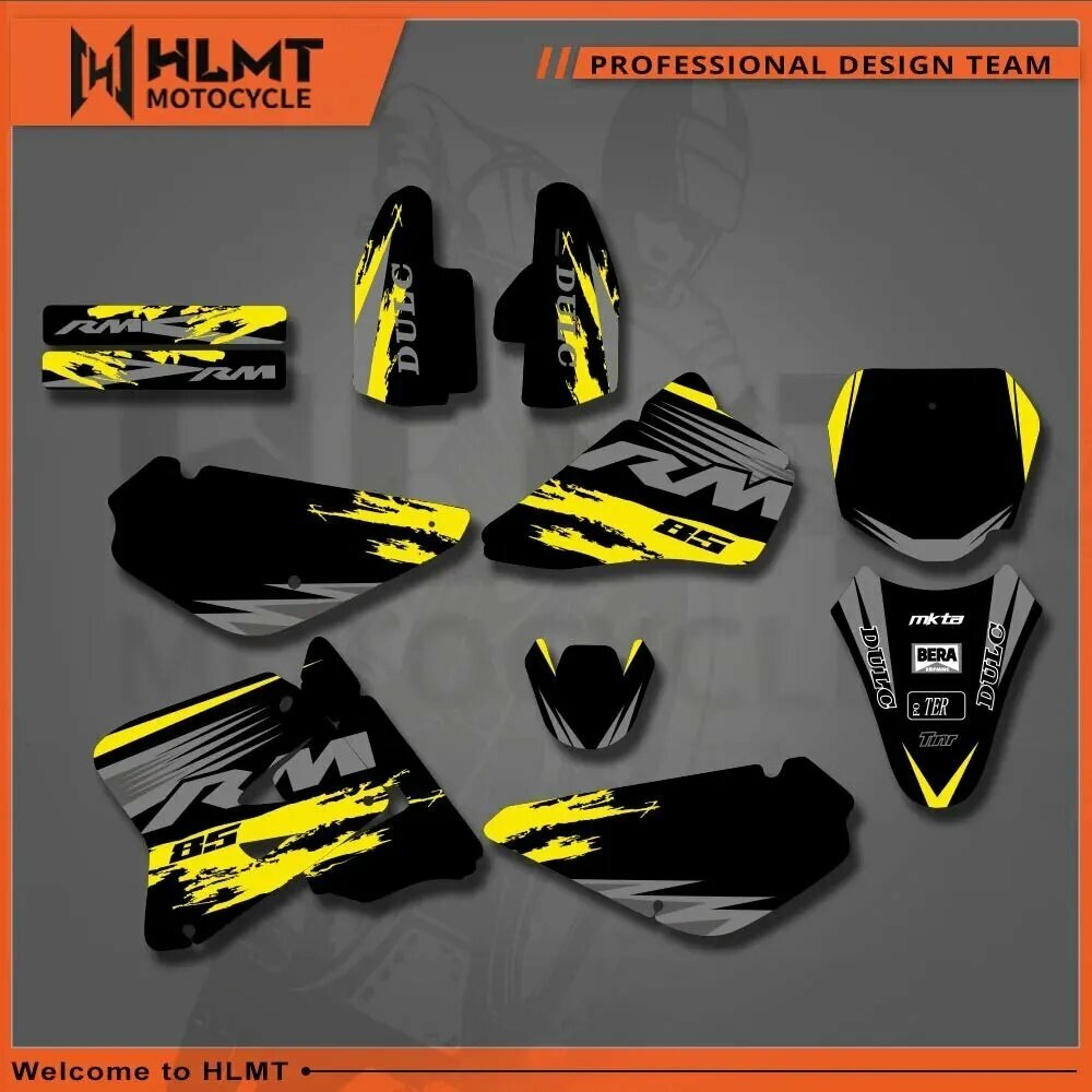 Наклейки на мотоцикл подходят для Suzuki RM85 2001-2009 2010 2011 2012 2016 2017 2018 RM 85 комплект графических фоновых наклеек