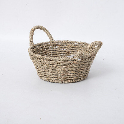 Круглая корзина для хранения из морской травы с мягкой ручкой, продажа напрямую от фабрики, экспортный модель, корзина для хранения с мягкой ручкой