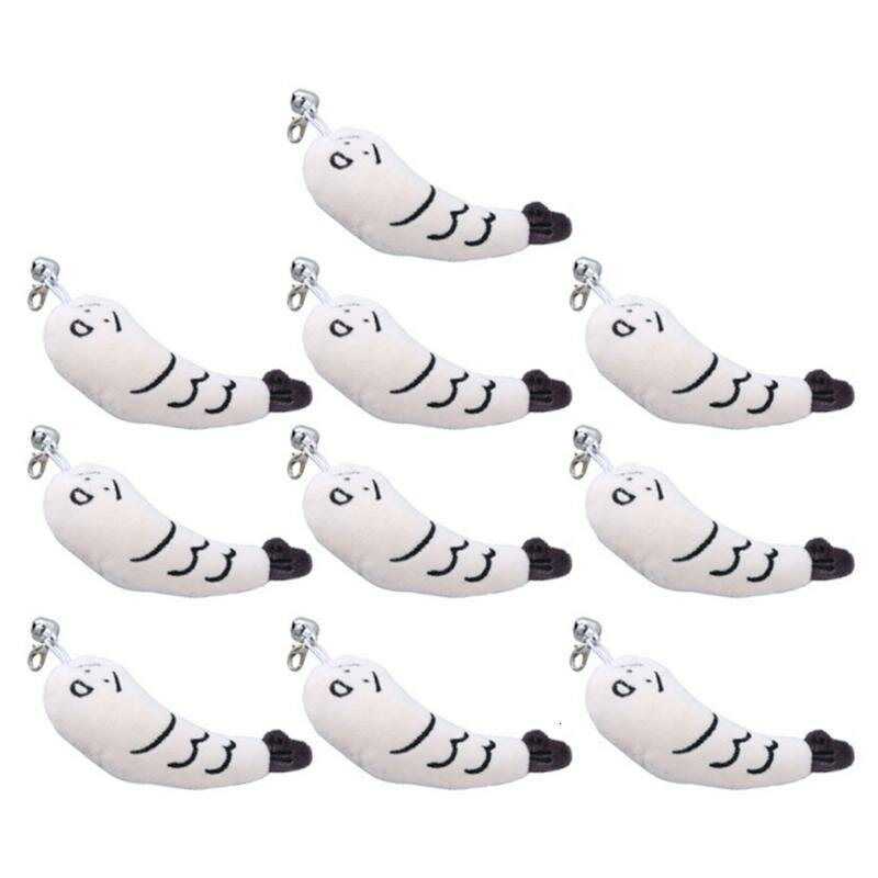 Набор из 10 насадок-приманок для кошачьих удочек, белая плюшевая рыбка