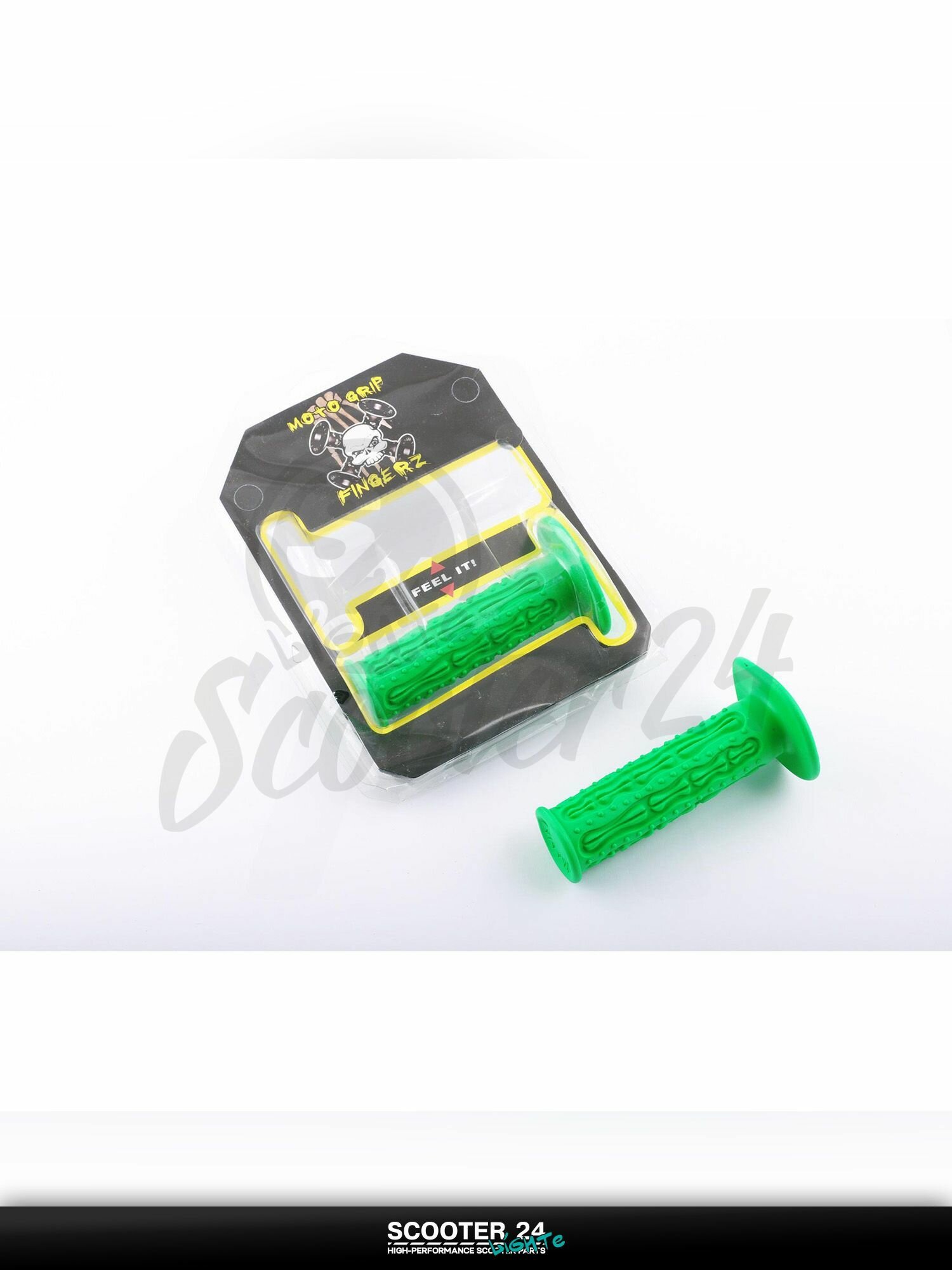 Грипсы (ручки руля) универсальные на мотоцикл / мопед питбайк и эндуро / скутер квадроцикл (mod:2, зеленые) "MOTOGRIP"