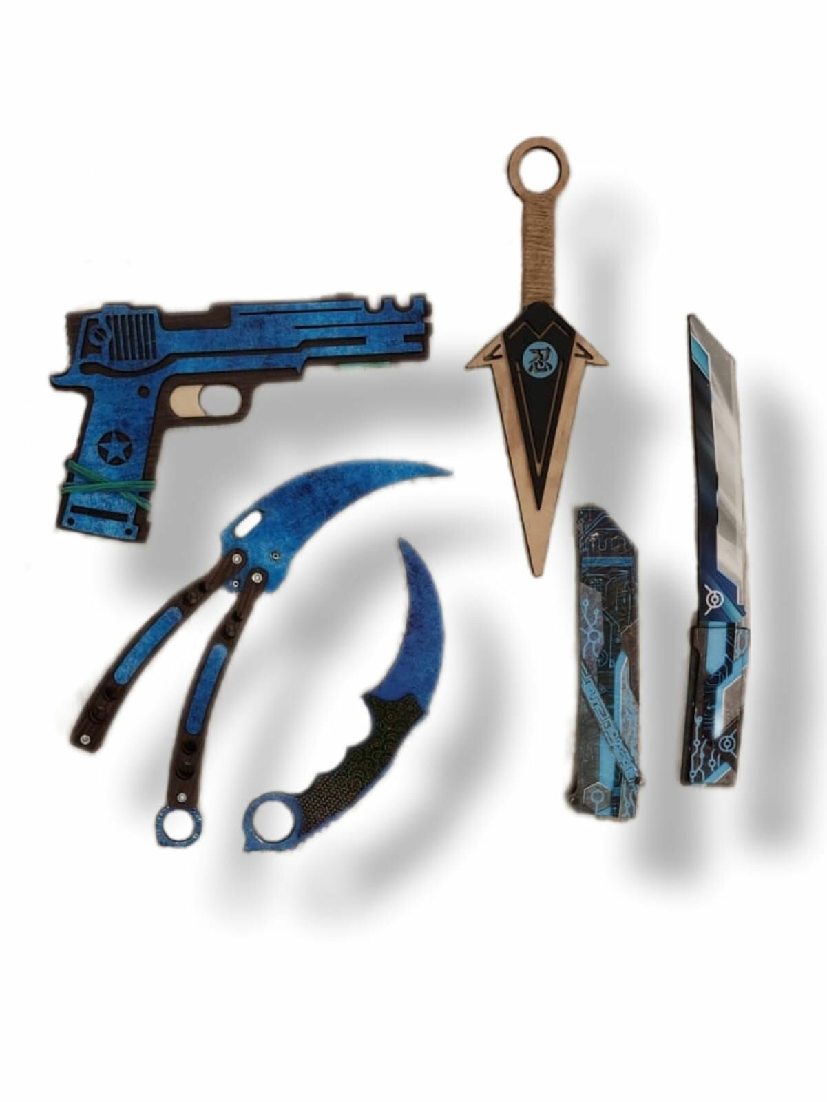 Набор деревянного оружия КС ГО волны сапфир /набор из 5 предметов