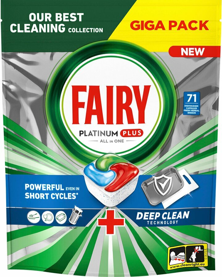 Средство для мытья посуды FAIRY Platinum Plus All in 1 для посудомоечных машин, в капсулах, 71шт