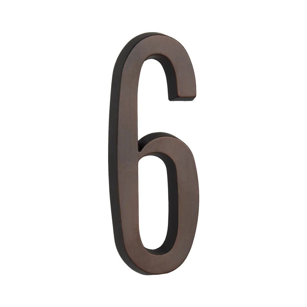 1 шт. Дверной номер для наружной квартиры и офиса, Самоклеящийся цинковый сплав, 100 мм, Состаренная бронза, номер 6