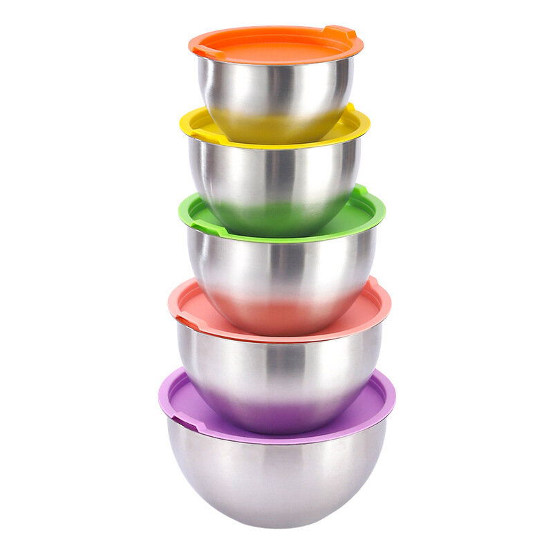 Набор мисок для сохранения свежести в скандинавском стиле с крышкой, салатница, миска для взбивания яиц, простая круглая миска из нержавеющей стали для домашней кухни и миска для теста