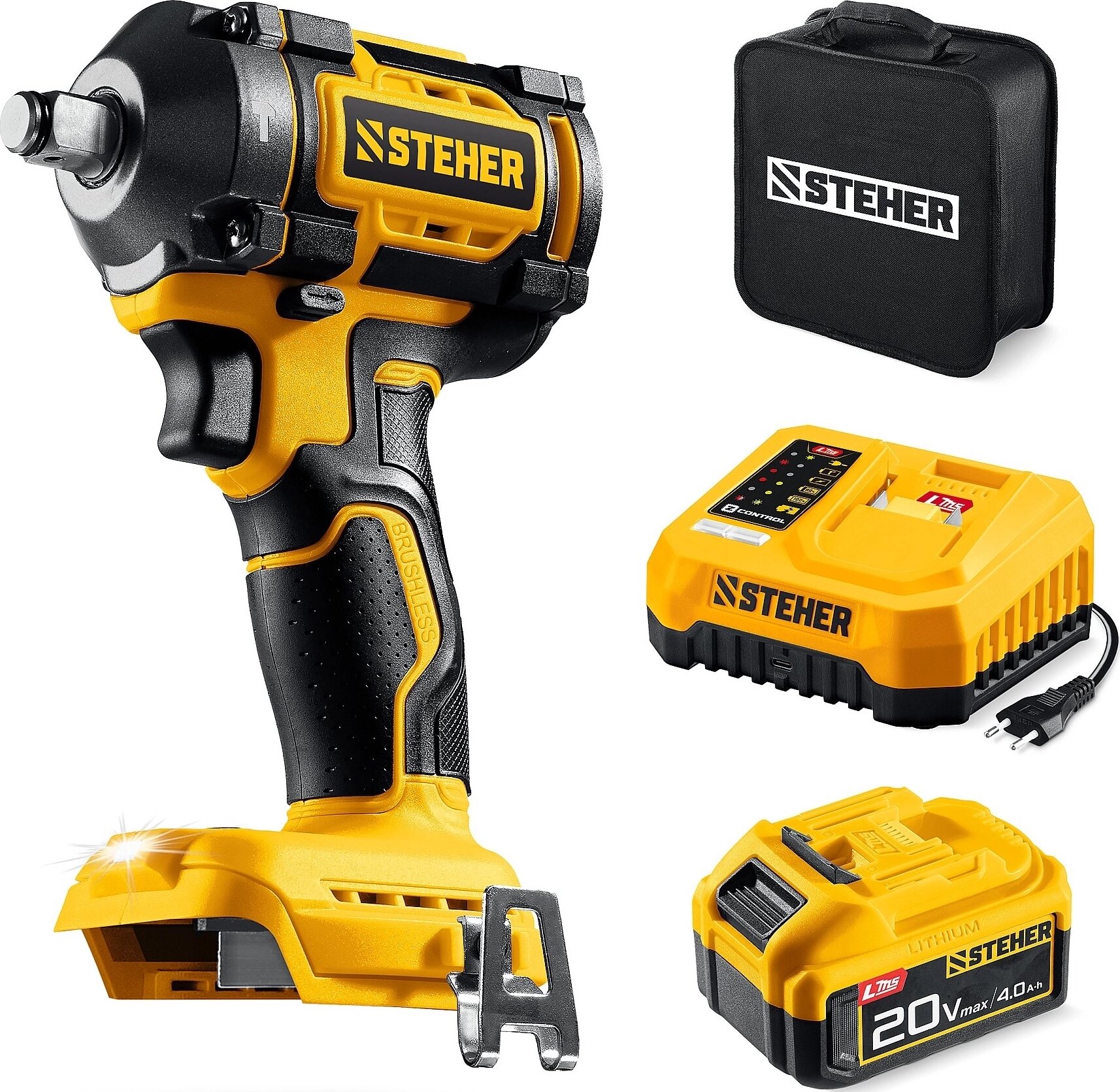 Бесщеточный ударный гайковерт STEHER CWB-500-41