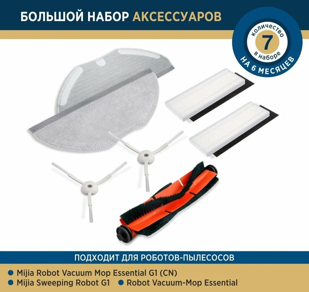 Комплект аксессуаров для робота-пылесоса Xiaomi Mijia Sweeping Robot G1, Mi Robot Vacuum - Mop Essential, MJSTG1, SKV4136GL Viomi V3 Max