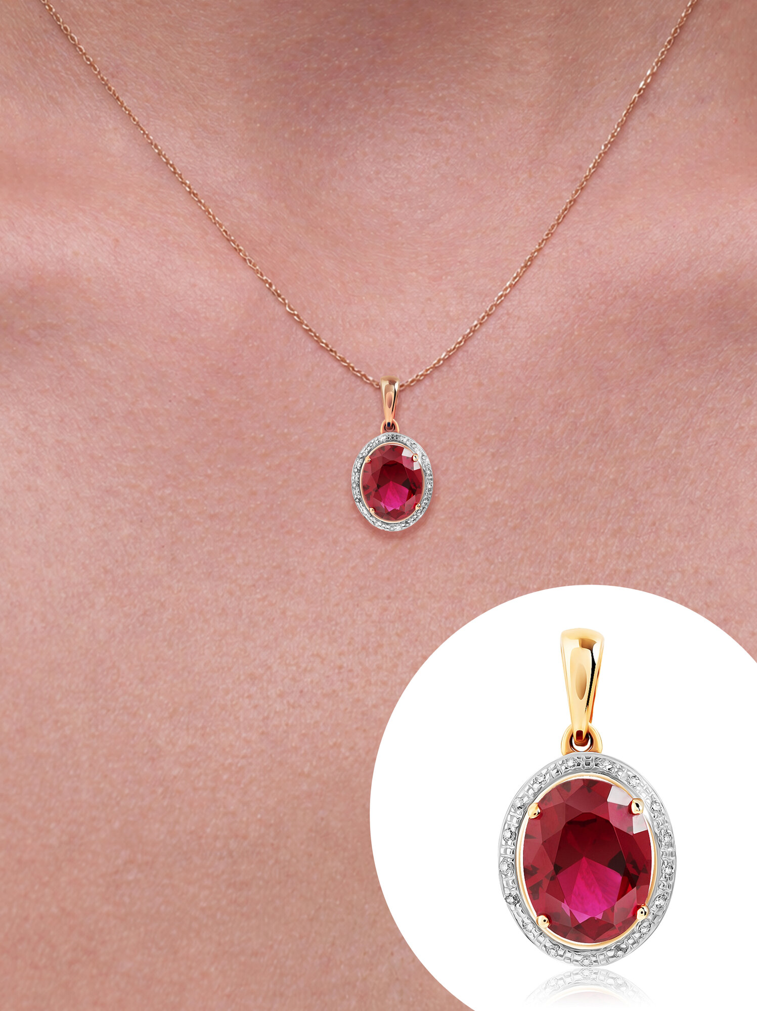 Подвеска, серебро, 925 проба, золочение, родирование, фианит