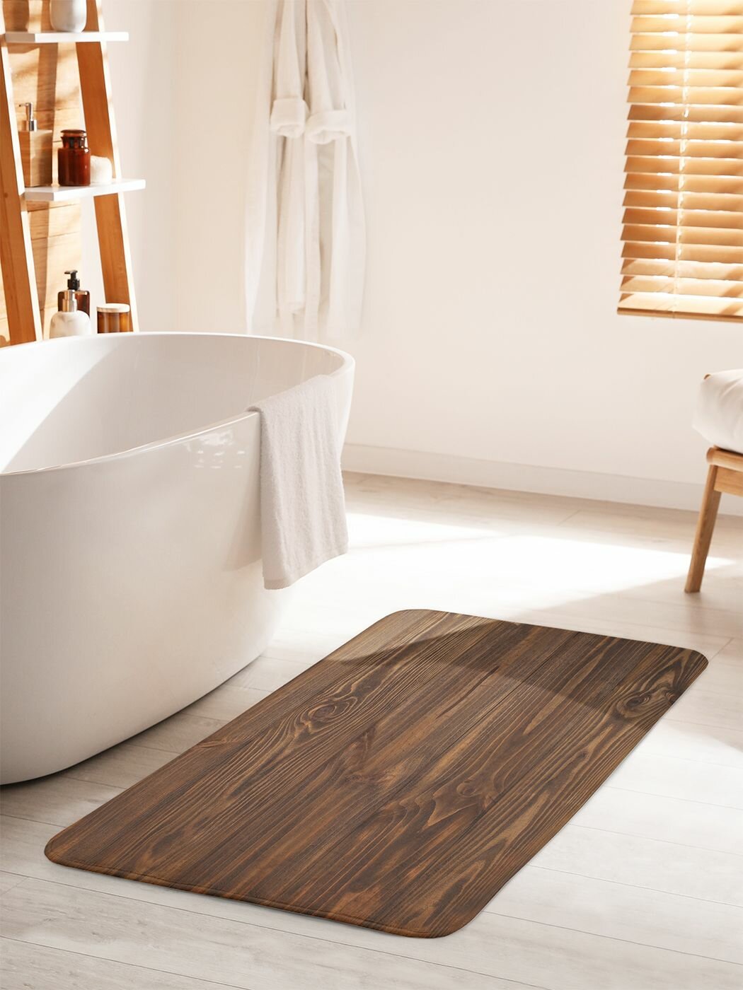Коврик для ванной комнаты и туалета противоскользящий "Древесная текстура" 60х100 см, JoyArty