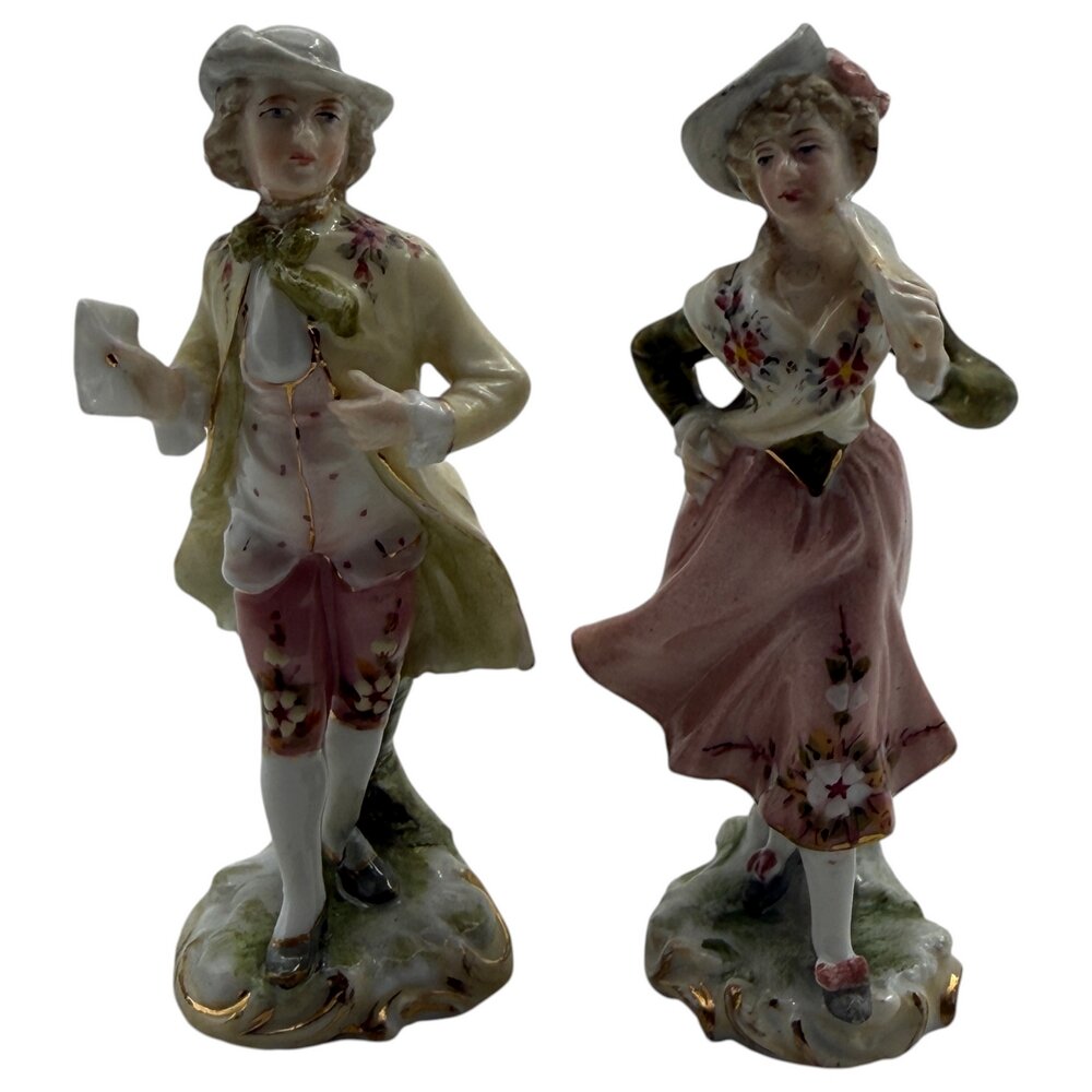 Фарфоровая пара "Любовное письмо", 8 см, фарфор, роспись, 1894-1918 гг, Volkstedter, Германия