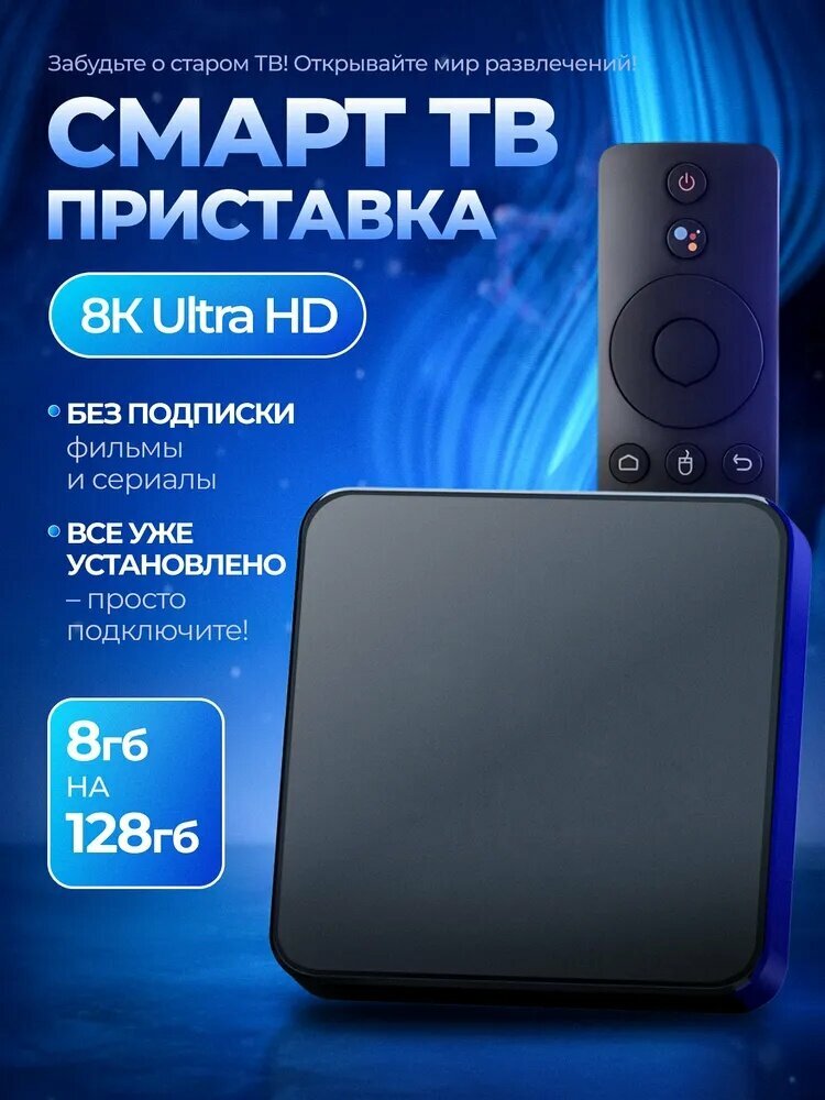 Смарт ТВ приставка для телевизора медиаплеер для цифрового ТВ с пультом