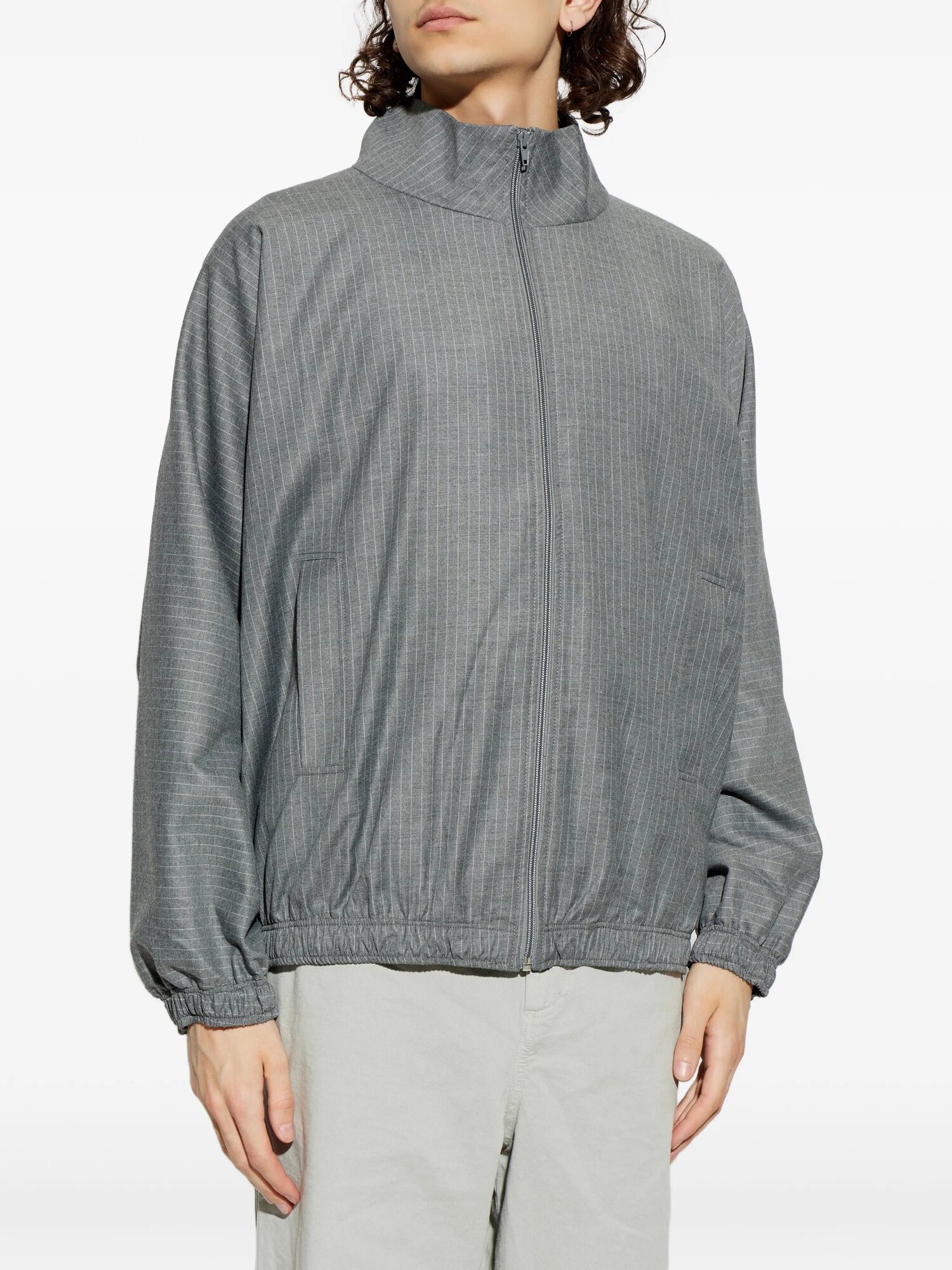 Куртка American Vintage Striped zip-up jacket, размер XL, grey — фото 1