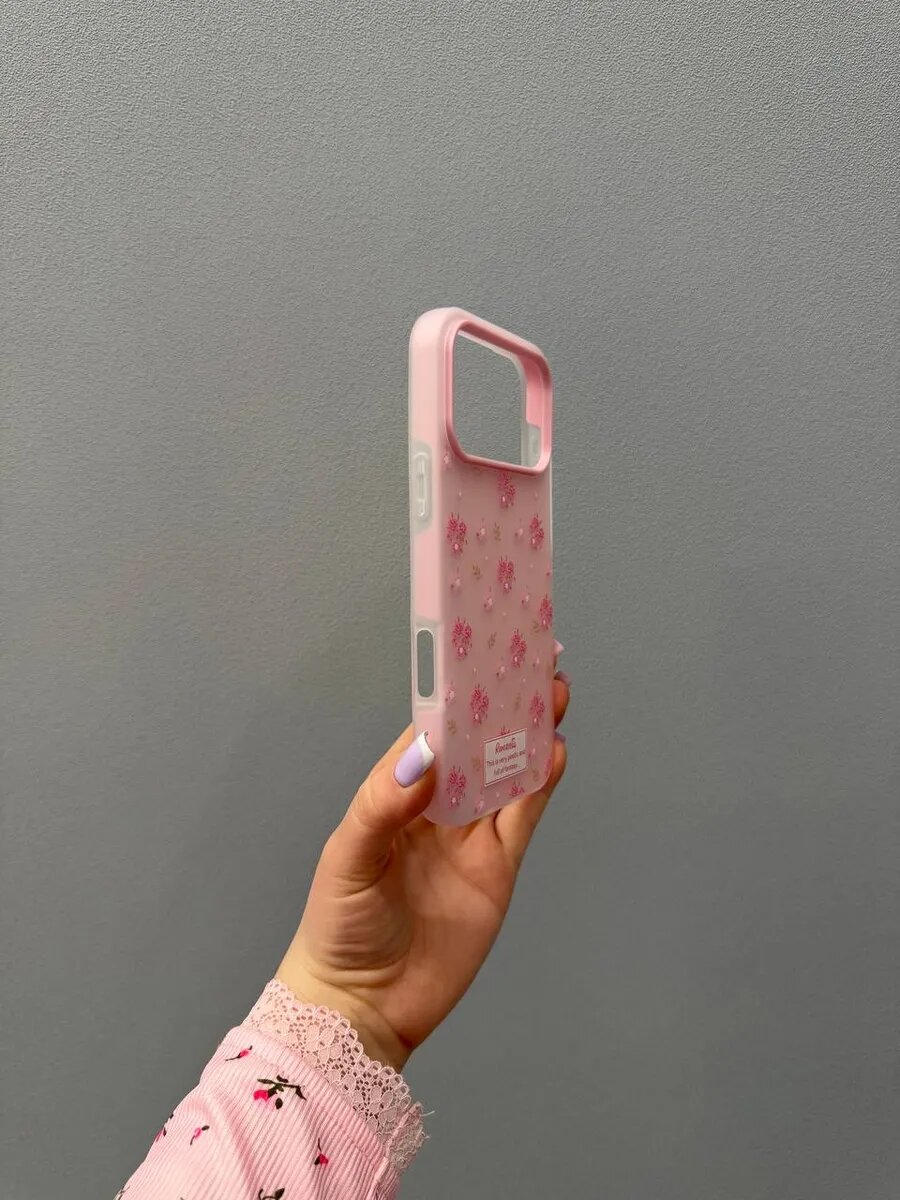 Чехол на Iphone 17 Pro Max, цвет розовый, принт "Розовые бантики" . — фото 1