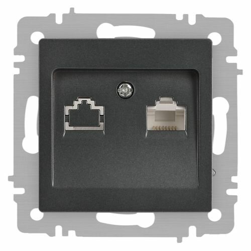 Розетка компьютерная 1-м СП Accent 6-303-07 RJ45 IP20 графит Intro Б0063638