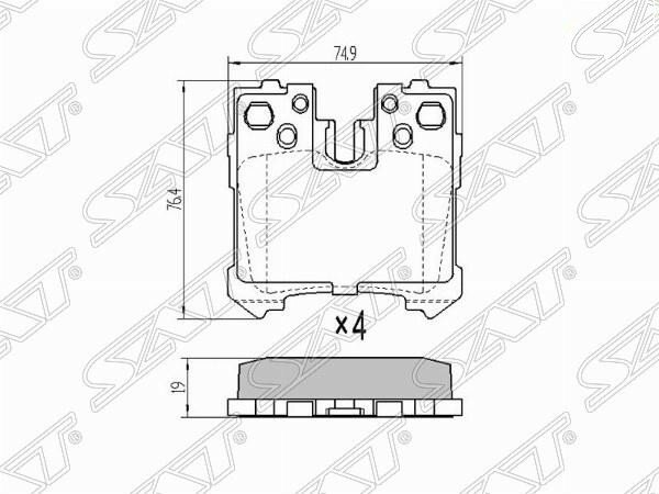 Колодки тормозные SAT ST-04466-50150 сзади Lexus LS 06-17